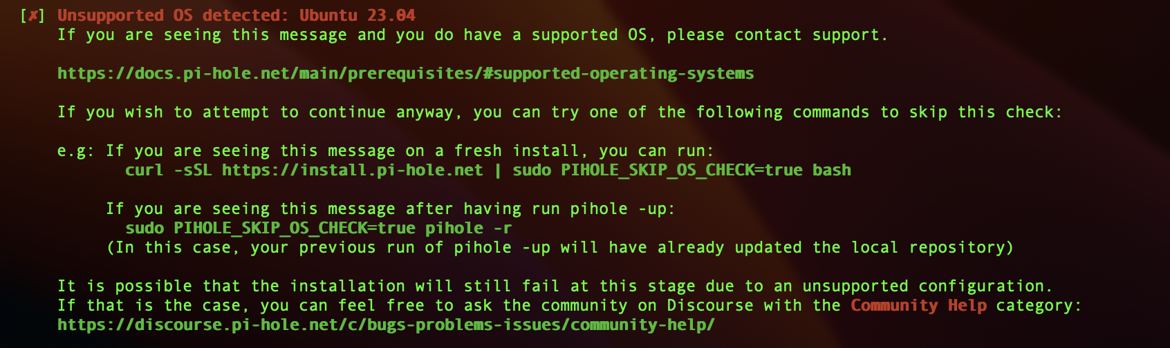 Unsupported Os Detected Ubuntu 2304 · Issue 5188 · Pi Holepi Hole · Github