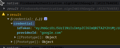 signInWithGoogle result has no user property, only credentials · Issue #107 · robingenz ...