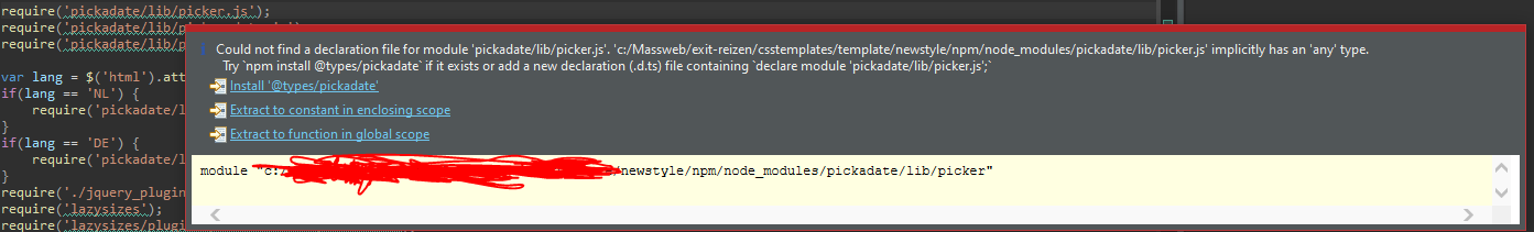 Looking For A Typescript Declaration But Im Just Using Es6 How To Disable These Hints · Issue