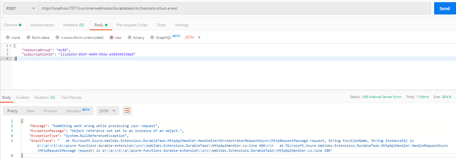 Api Start Orchestration Fails With Request Body · Issue 1156 · Azureazure Functions