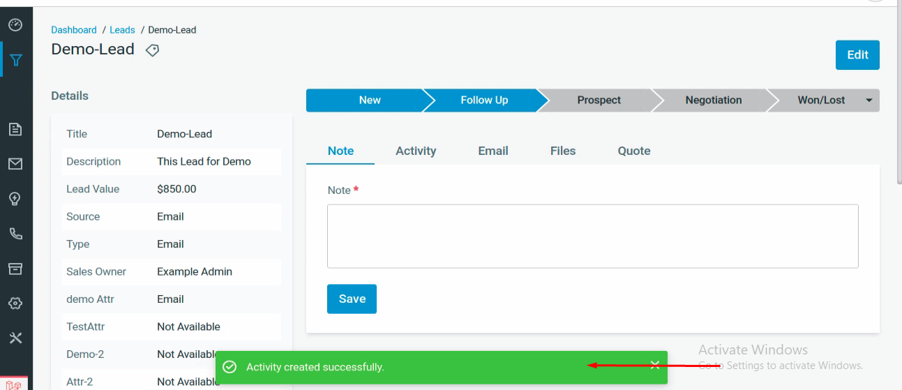 When we creating activity and selecting date in 'To' input box which is less then 'From' date ...