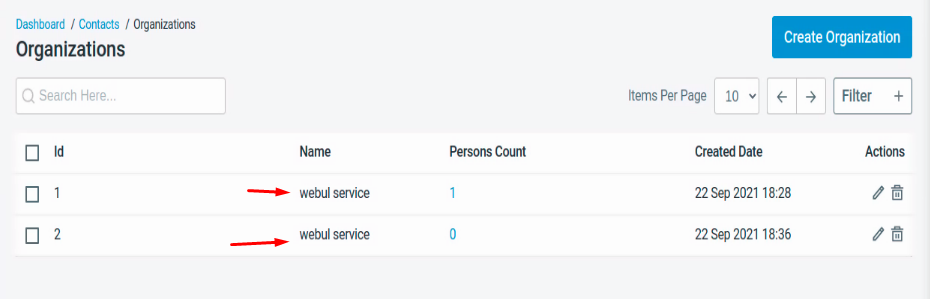 When we are creating multiple Organizations with the same details. then there should be a ...