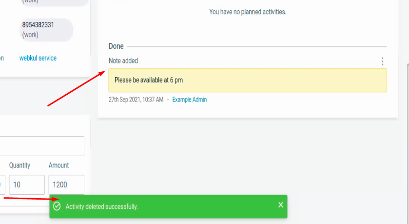When we are deleting any Note. Then ' Note deleted successfully ...