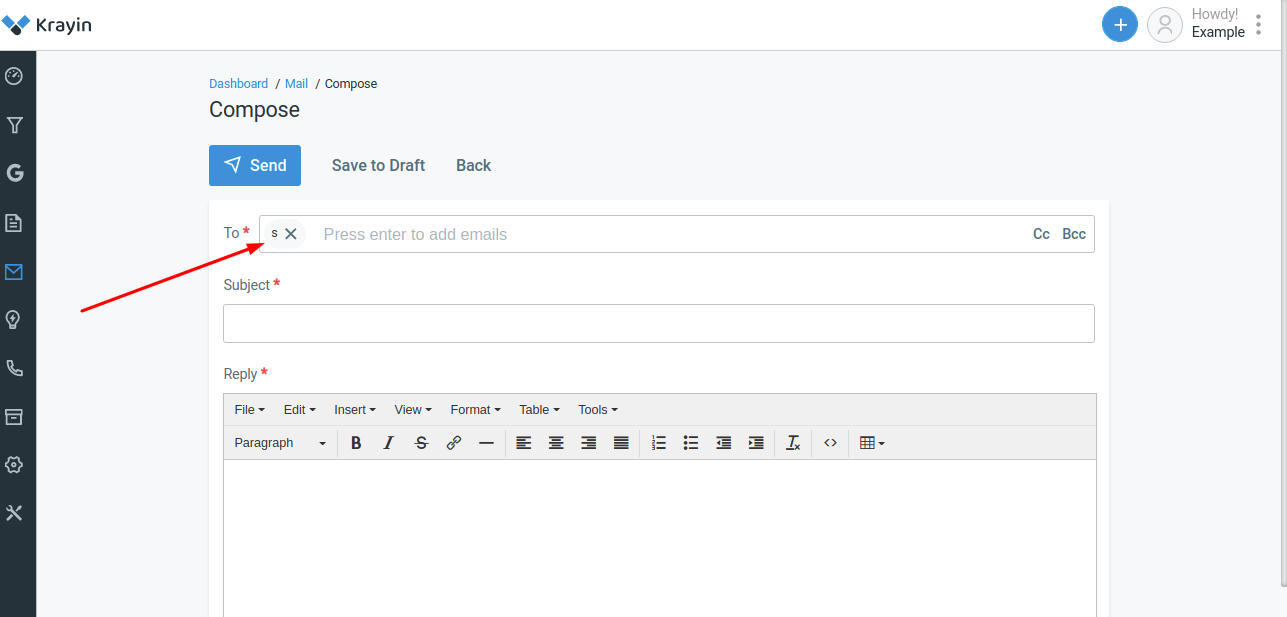 The ' To ' field should not take a blank value when the user trying to compose a mail. · Issue ...