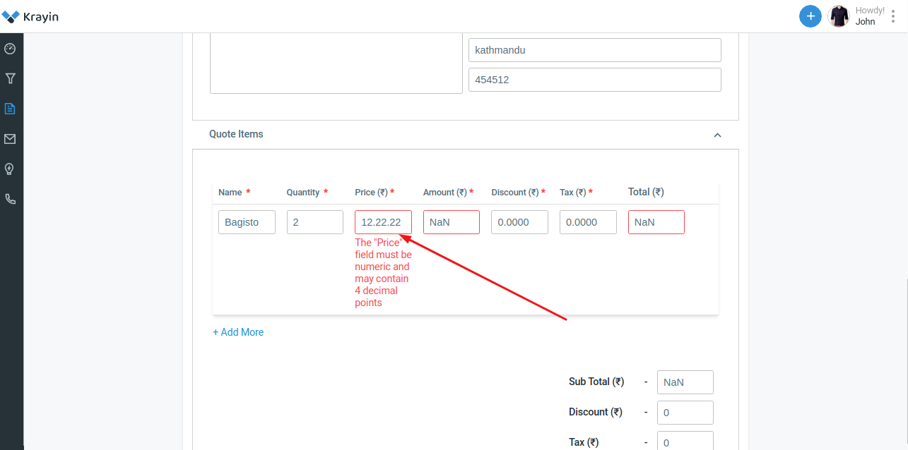 There Should Be A Warning Message If The User Is Typing The Wrong Number Format · Issue 722