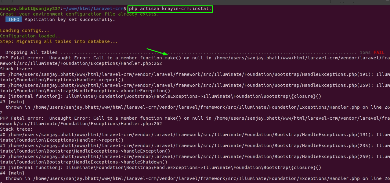 Getting Exception While Trying To Install Krayin Crm Using Composer · Issue 1147 · Krayin