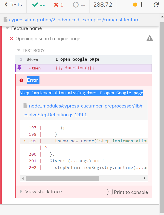 Error: Step implementation missing for: I open Google page #208 · Issue #608 · badeball/cypress ...