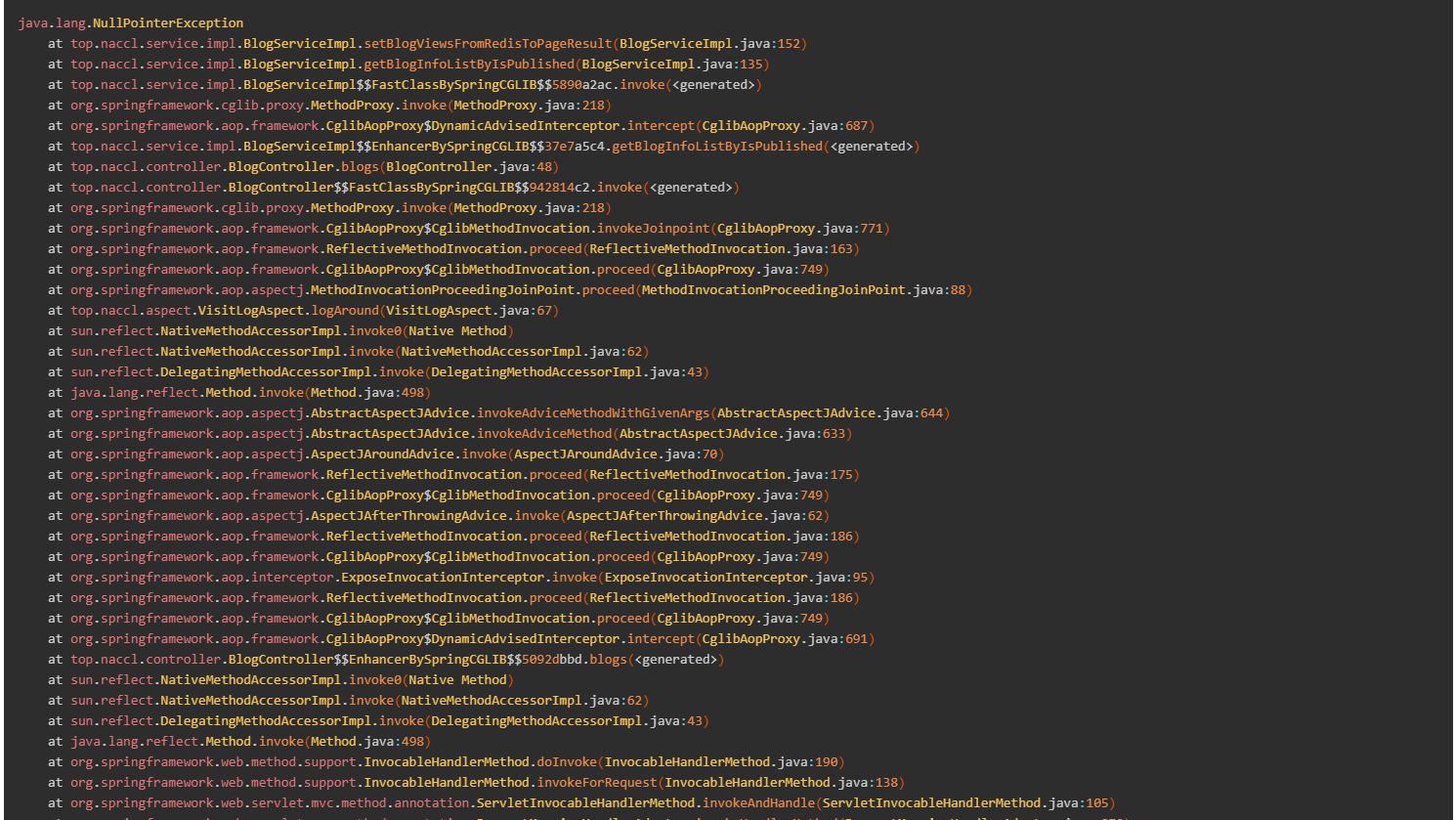 查询异常 · Issue #58 · Naccl/NBlog · GitHub