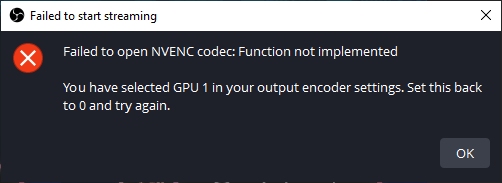 Error message confusion with Nvenc and Dual GPU · Issue #8890 · obsproject/obs-studio · GitHub