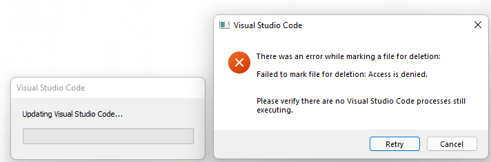 Updating fails and causes VSCode to uninstall itself · Issue #135158 ...