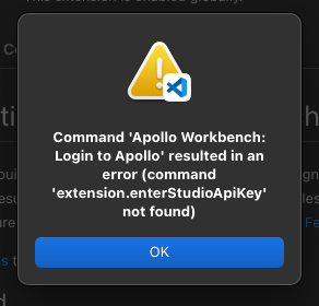 Bug: not able to run command: "Apollo Workbench: Login to Apollo ...