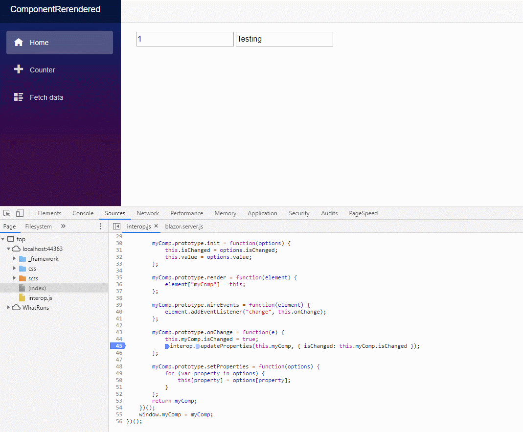 Component State Doesnt Retain When Client Side Interaction In Javascript Wrapper Based Blazor