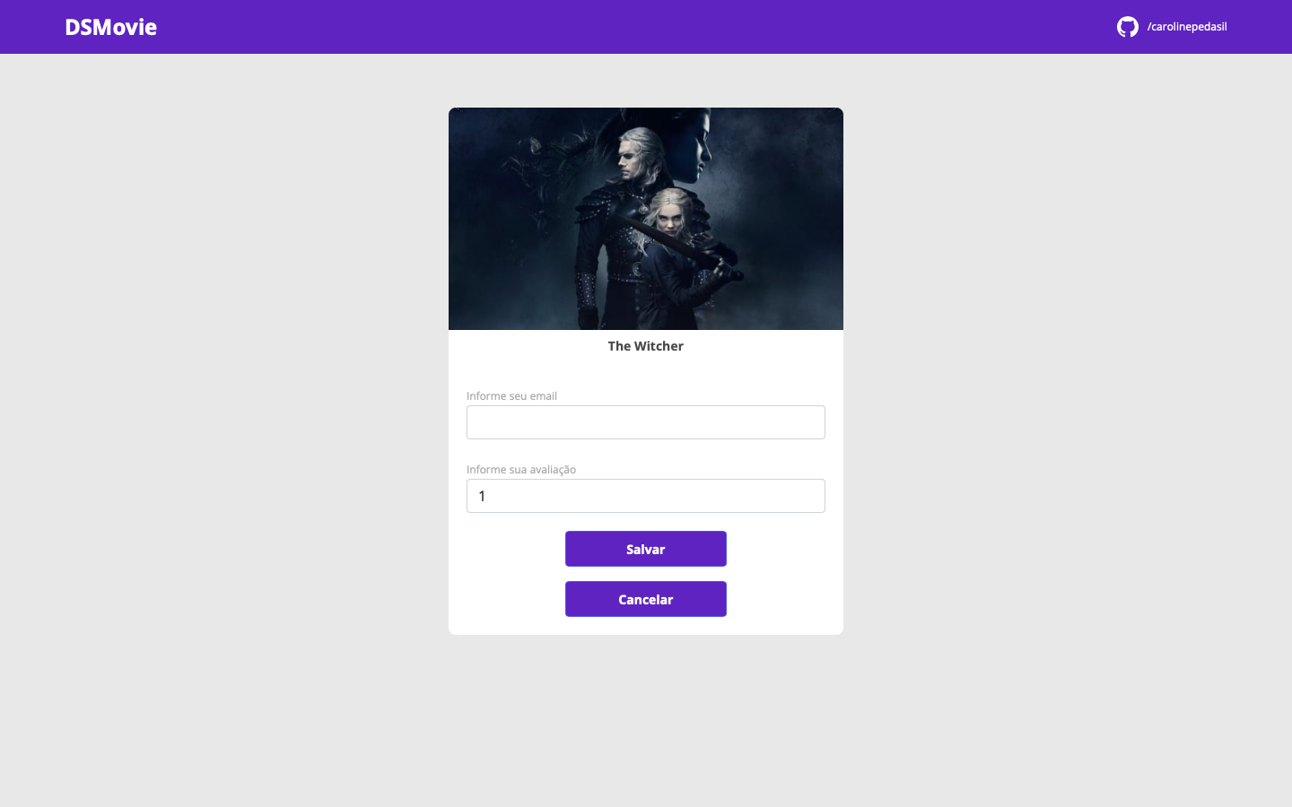 GitHub - carolinepedasil/Semana-Spring-React: Projeto DSMovie, aplicativo web completo de ...