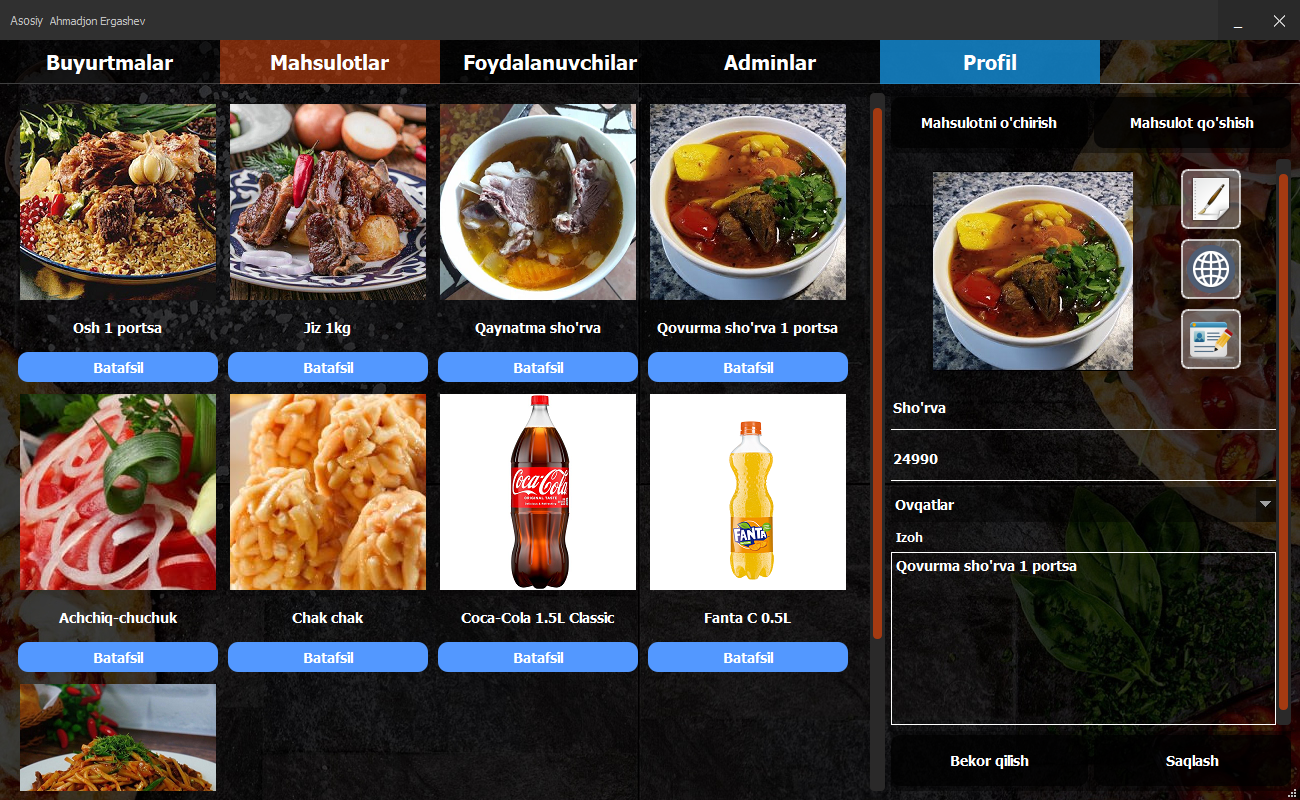 GitHub - Ahmadjon-Ergashev/Restaurant