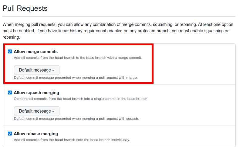 Disable merge commits after redesign is completed · Issue #10488 ...