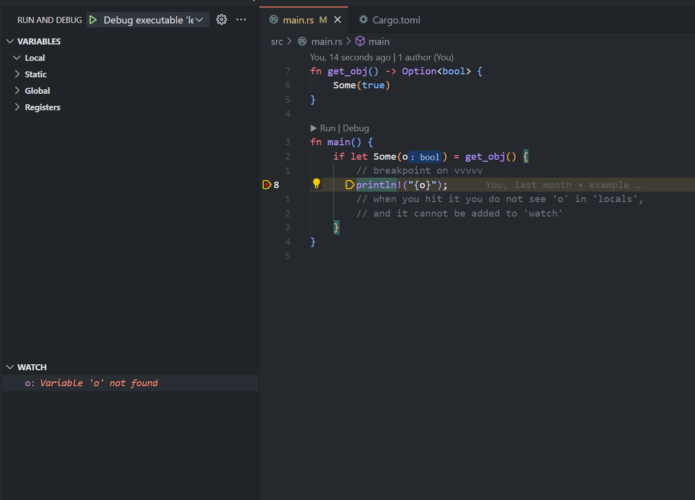 In a match / if-let-some the variable isn't shown · Issue #698 · vadimcn/codelldb · GitHub