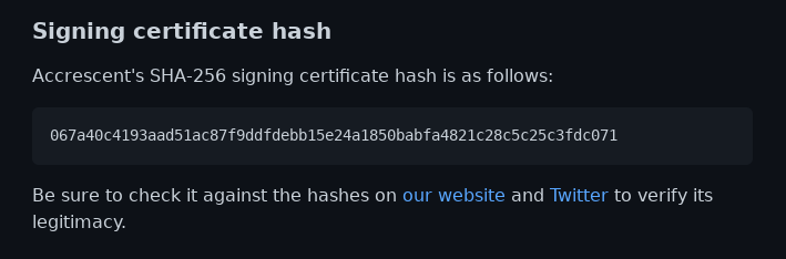 SHA-256 Signing Cert Hash for Authenticity? · Issue #343 · juha-h ...