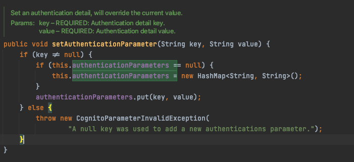 UnsupportedOperationException in setAuthenticationParameter(AuthenticationDetails.java:229 ...