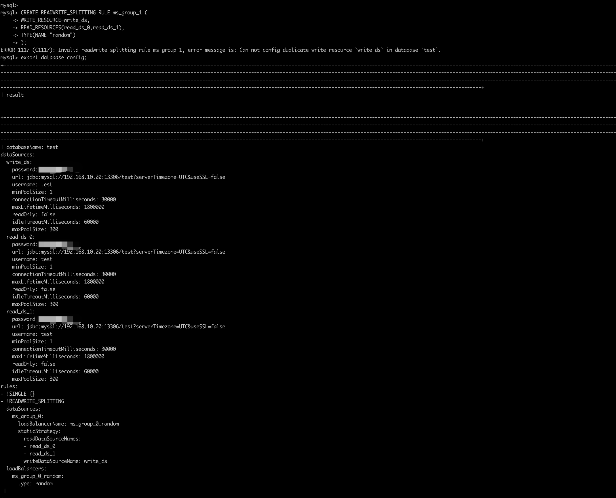 Maybe we can verify dataSource in ReadWrite-splitting rules，before create ReadWrite-splitting ...