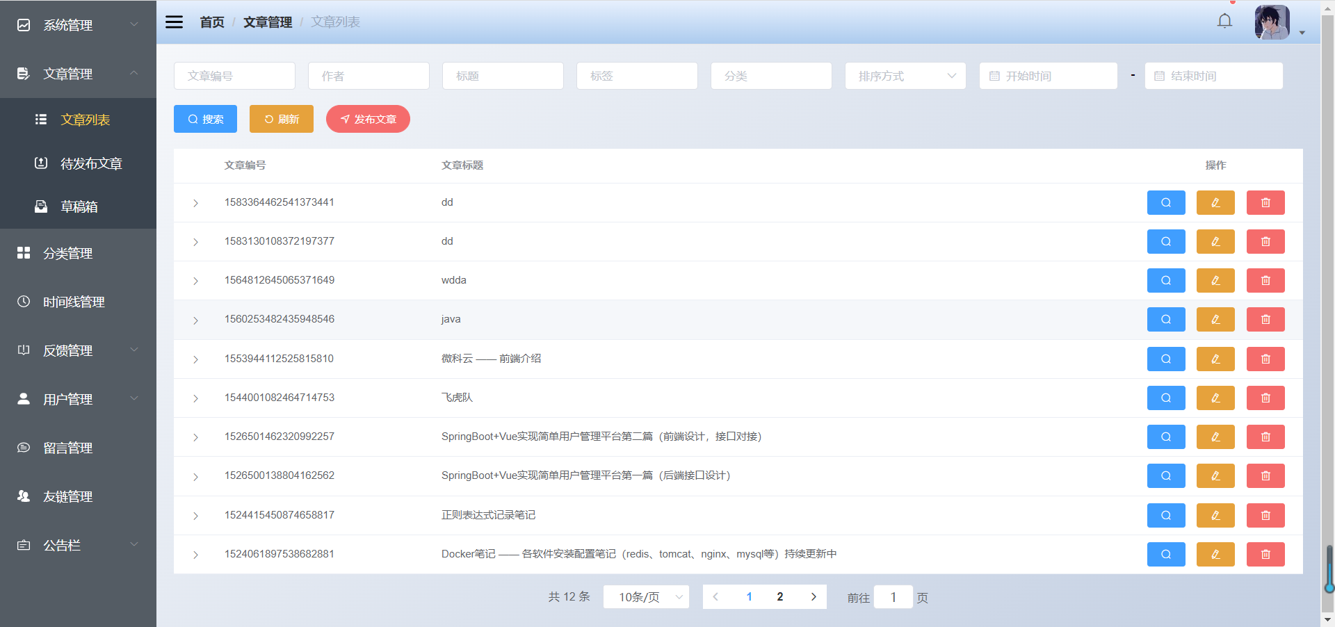 GitHub - yuanprogrammer/xiaoyuanboke-vue: 小袁Java学习站后台Vue