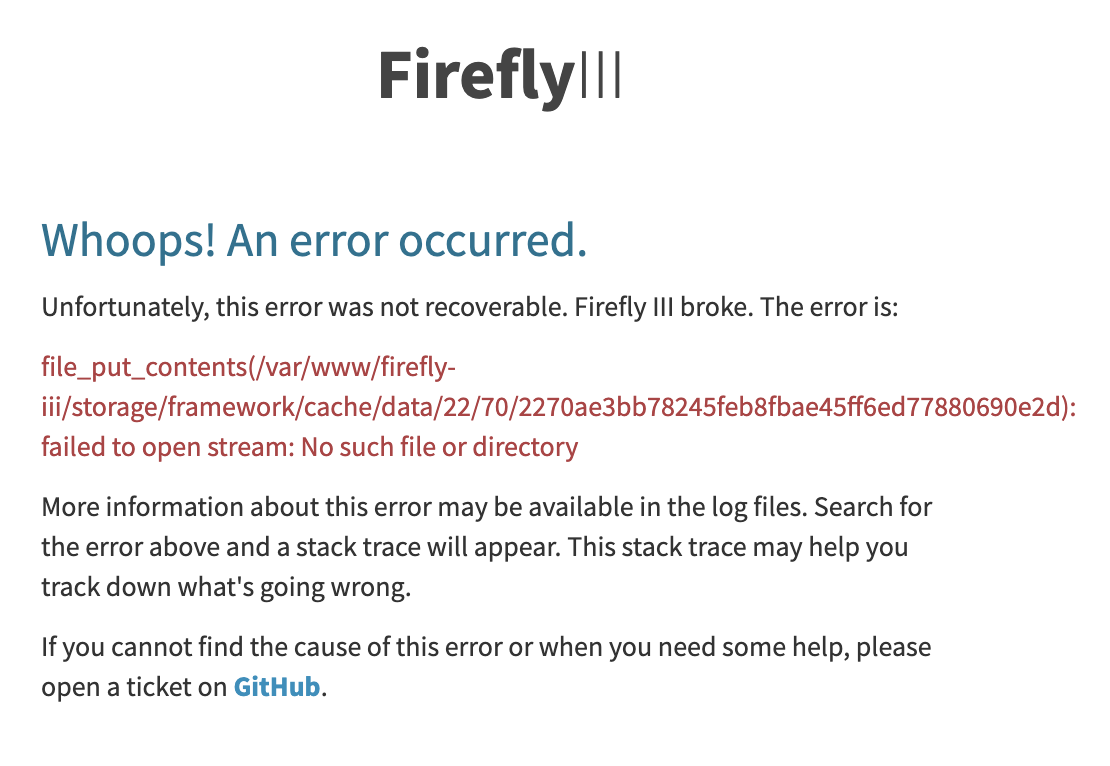 Revenue view: file_put_contents error · Issue #2813 · firefly-iii/firefly-iii · GitHub