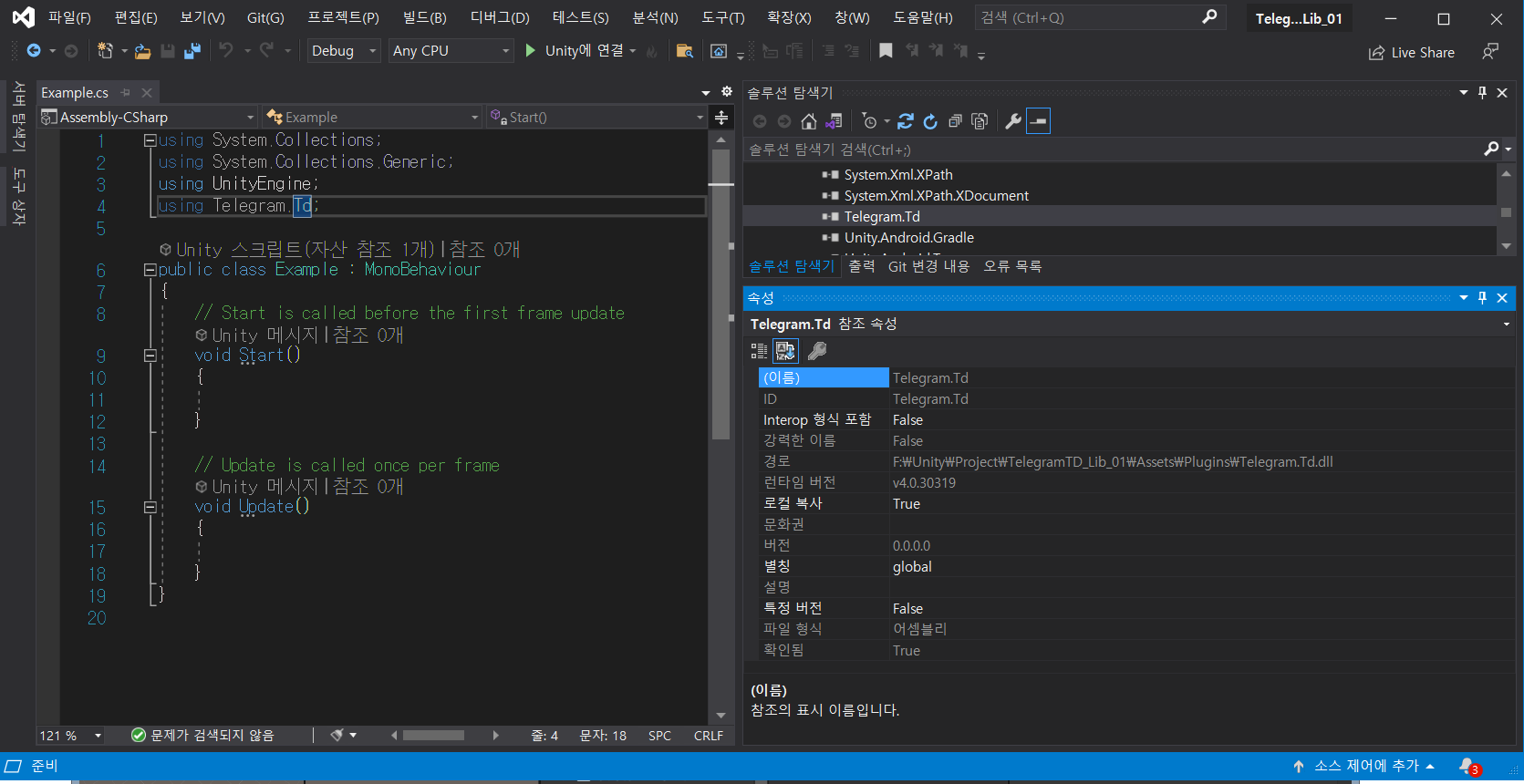[Unity] Telegram.Td.dll - Assets\Example.cs(4,12): error CS0246: The type or namespace name ...