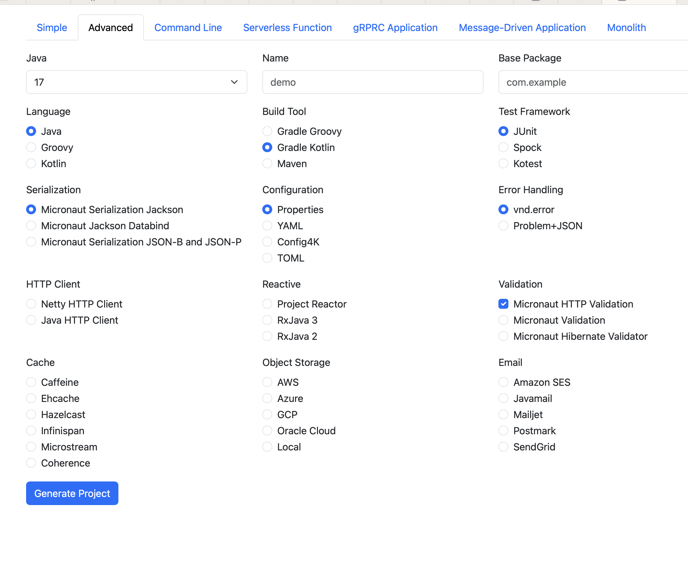 Micronaut Launch UI Changes · Issue #2191 · micronaut-projects/micronaut-starter · GitHub