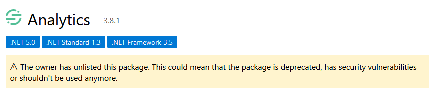 Why is the NuGet package unlisted? · Issue #202 · segmentio/Analytics.NET · GitHub