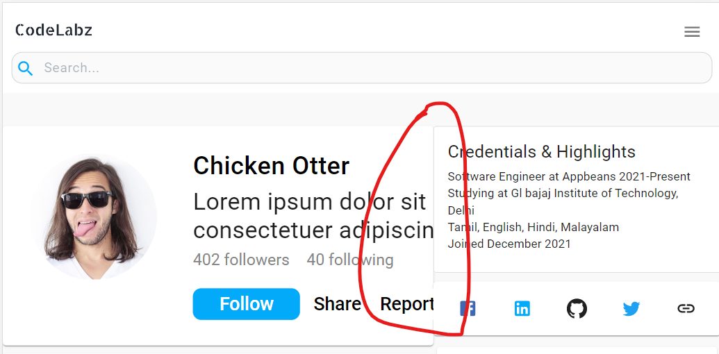 User profile page cards are overlapping · Issue #596 · scorelab/Codelabz · GitHub