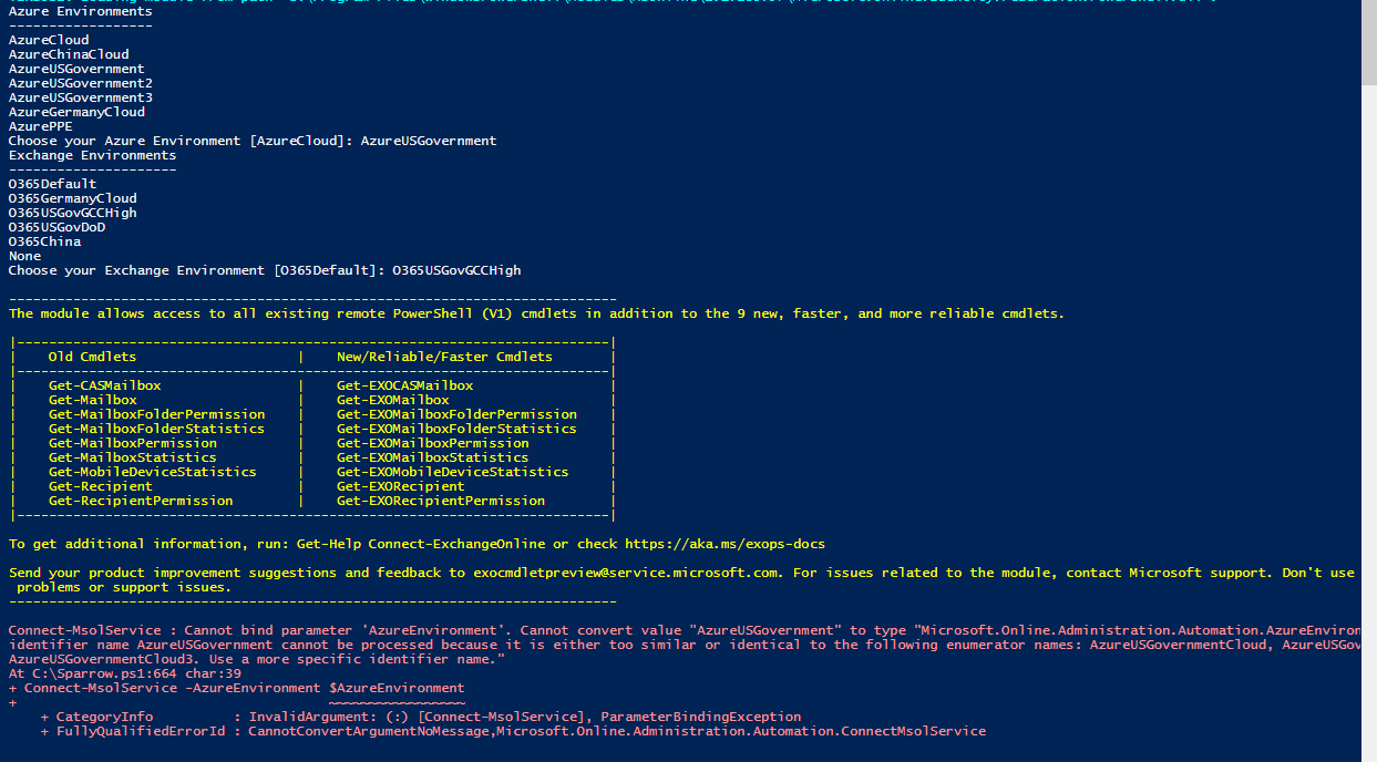 Error running in GCC High · Issue #73 · cisagov/Sparrow · GitHub