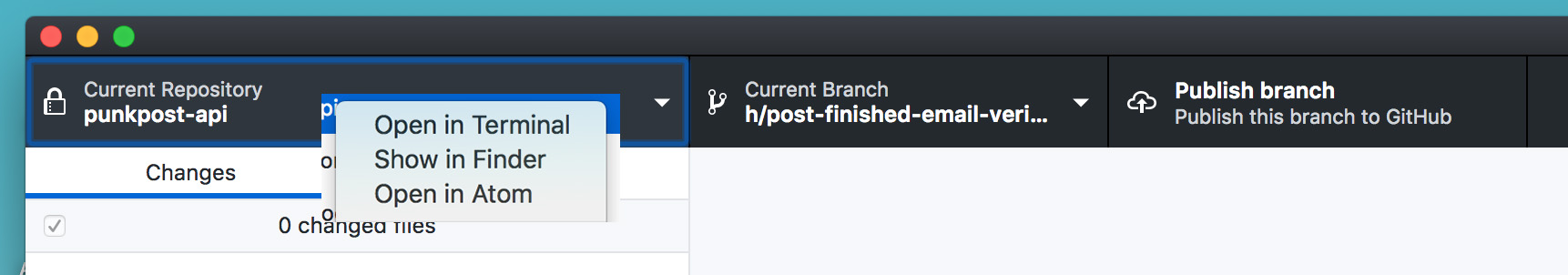 add context menu to current repository screen region · Issue #4737 · desktop/desktop · GitHub