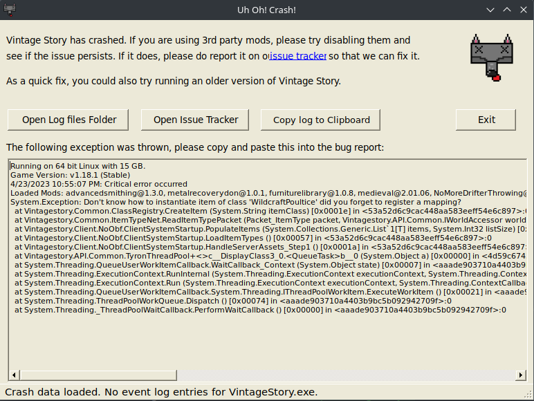 Crashes caused by mods · Issue #38 · flathub/at.vintagestory.VintageStory · GitHub