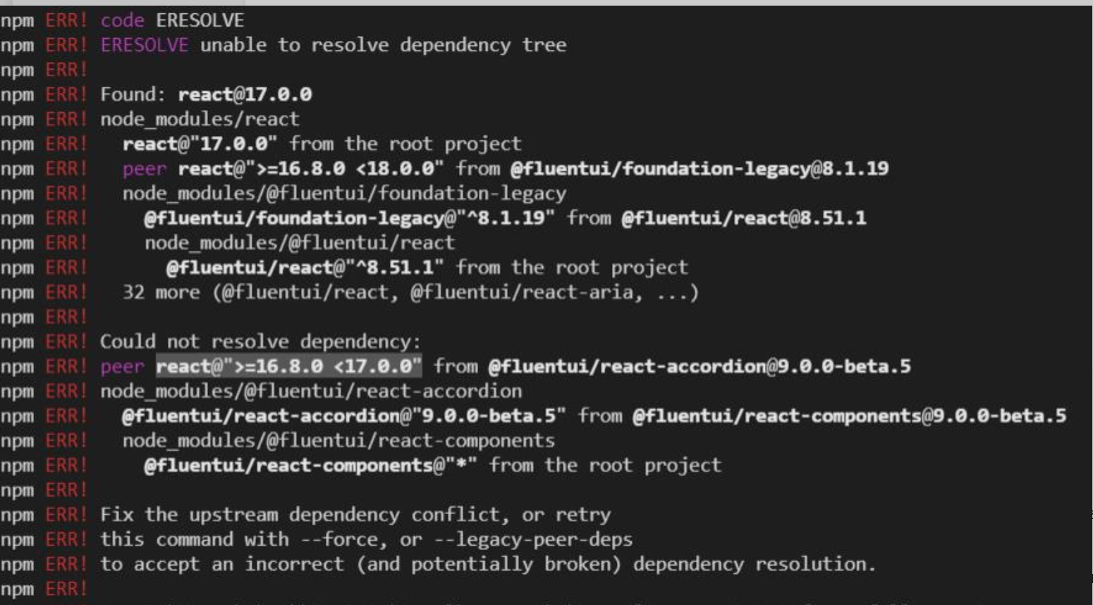 React-accordion causing install issues when using React 17+ · Issue #21543 · microsoft/fluentui ...