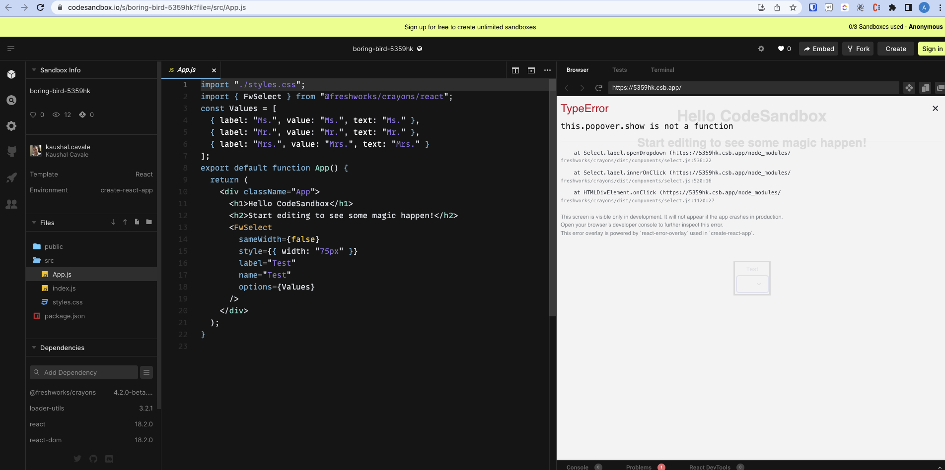 [Bug] - Strange styles in the Select component, and the popup doesn't open · Issue #872 ...