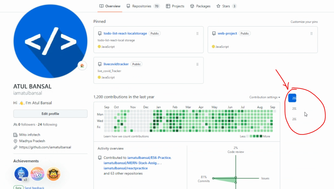 Issue Bug On Git Profile Not Showing 2020 2021 2022 Proper Blue Button On 1920px 929px