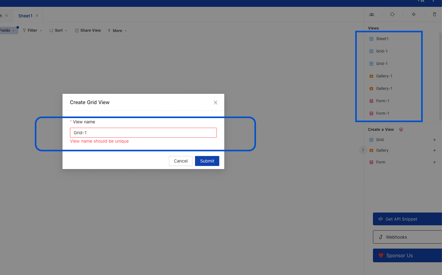 Vue3 Right Navbar View Rename Option Accepts Existing Name · Issue 3077 · Nocodbnocodb
