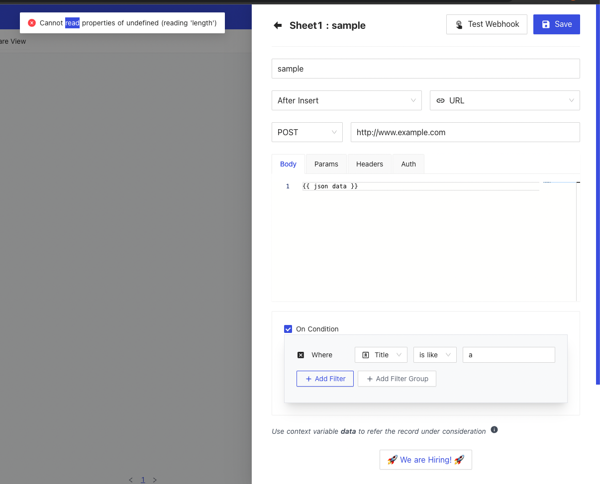 Vue3 Webhook Error · Issue 3269 · Nocodbnocodb · Github 