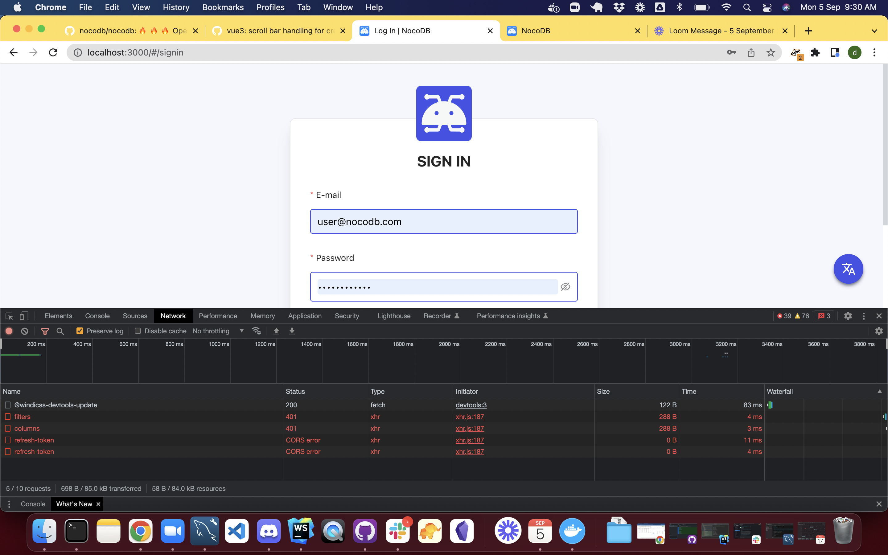 vue3: `network error` on signout · Issue #3487 · nocodb/nocodb · GitHub