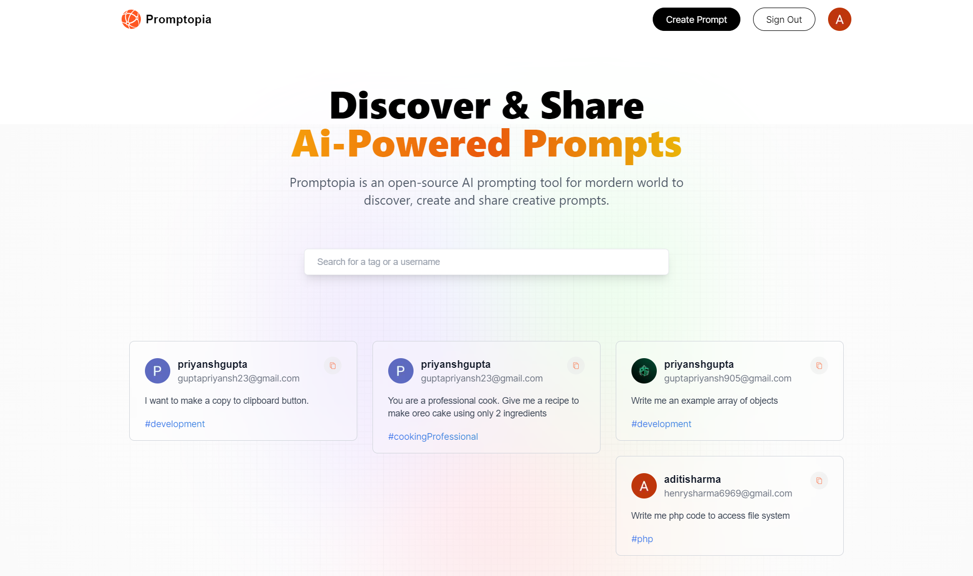 GitHub - PriyanshGupta2002/prompotpia: A web app that helps you find useful prompts when ...