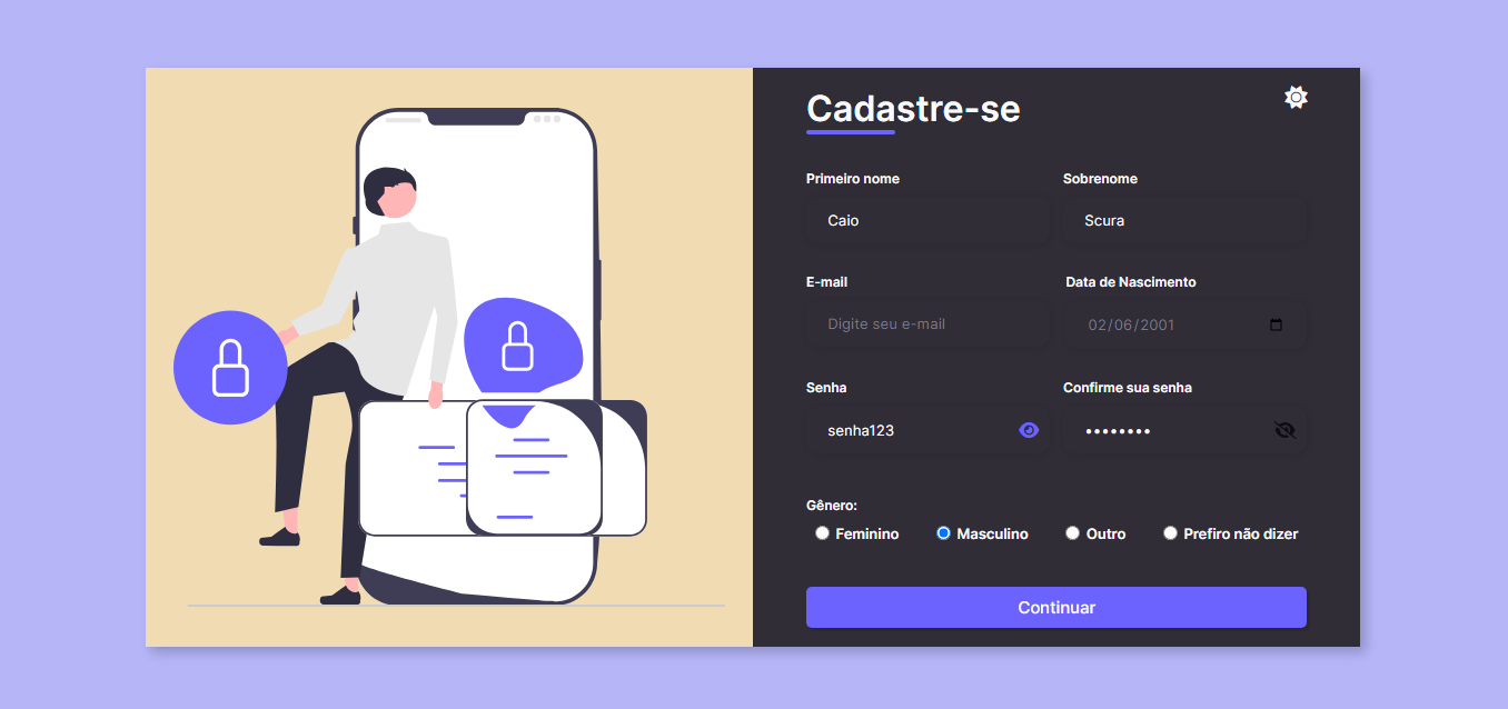 Github Caioscuraformulario Cadastro Web A Responsive Form In Html Css And Javascript It