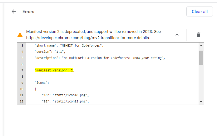 Errors: Manifest version 2 is deprecated, and support will be removed in 2023. · Issue #23 ...