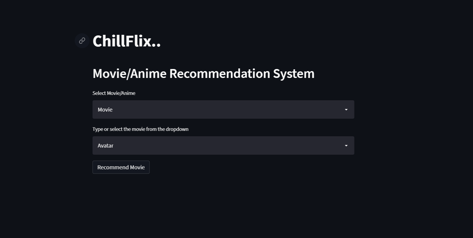 GitHub - Hrshhh/ChillFlix-Anime-Movie-Recommendation