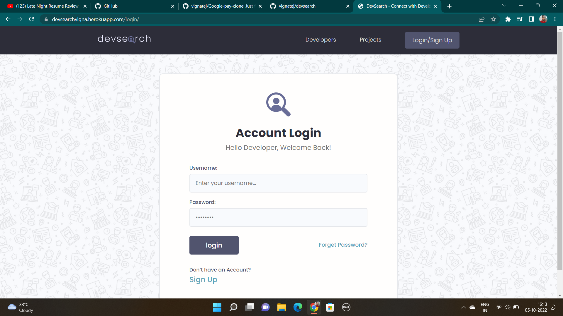 GitHub - vignatej/devsearch