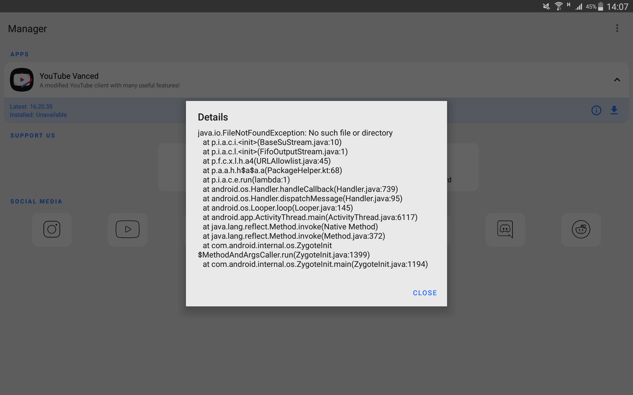 Can't install, error msg lead me here · Issue #600 · TeamVanced/VancedManager · GitHub