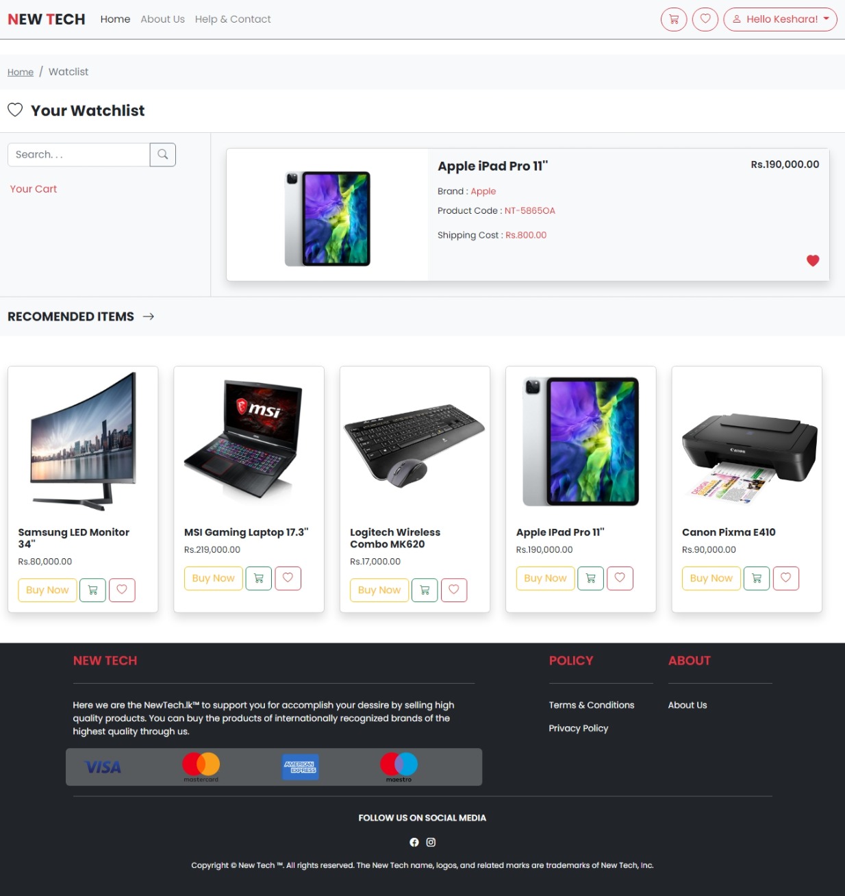 GitHub - KSRanasinghe/newtech: A template for a web application made for a company that sells ...