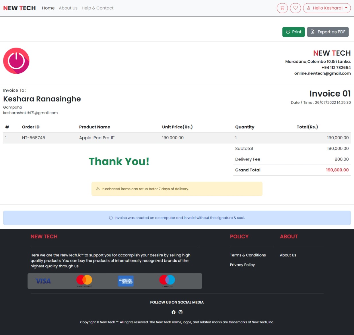 GitHub - KSRanasinghe/newtech: A template for a web application made for a company that sells ...