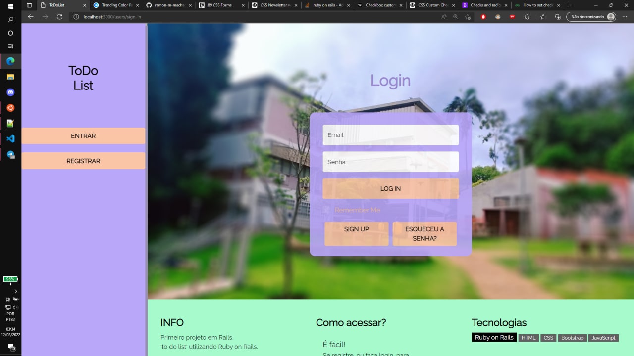 GitHub - ramon-m-machado/ToDoList: To do List em Ruby on Rails - Case