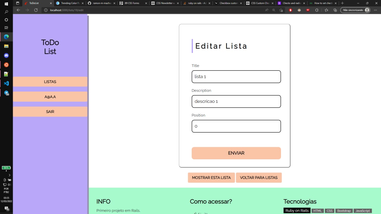 GitHub - ramon-m-machado/ToDoList: To do List em Ruby on Rails - Case