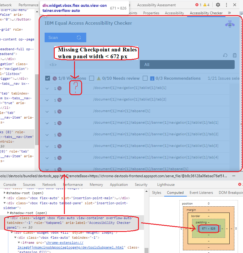 [BUG] Unable to toggle between `Checkpoints` and `Rules` in `Accessibility Checker Side Panel ...