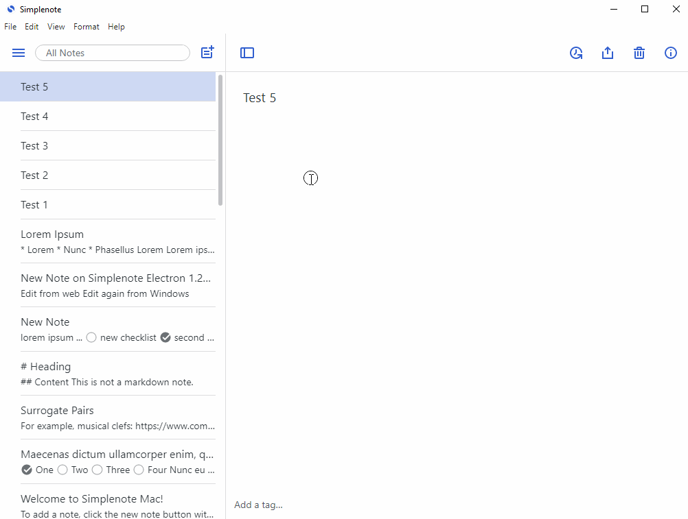 Inconsistent note selection with trash/delete/restore actions and switching between note views ...